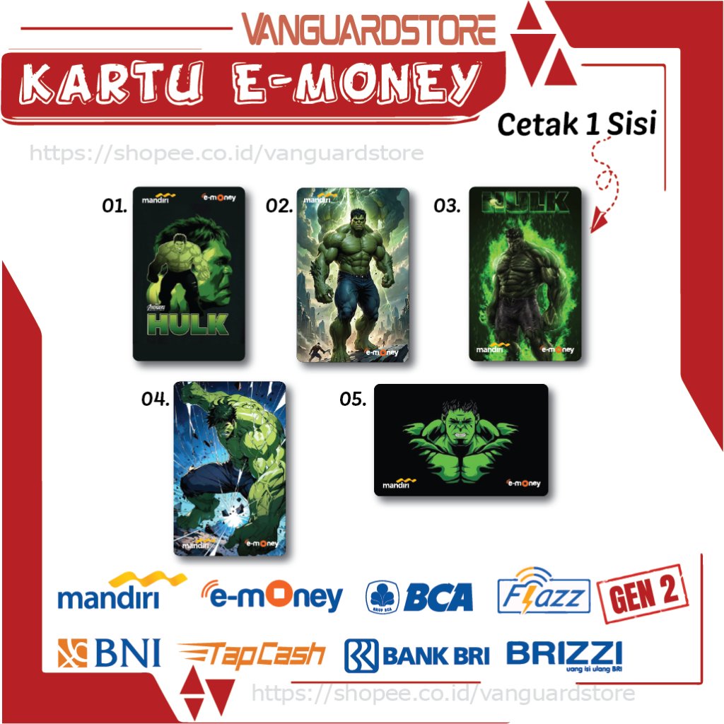 Jual KARTU E MONEY E TOLL SUPERHERO HULK ANIME 35 EMONEY MANDIRI FLAZZ ...