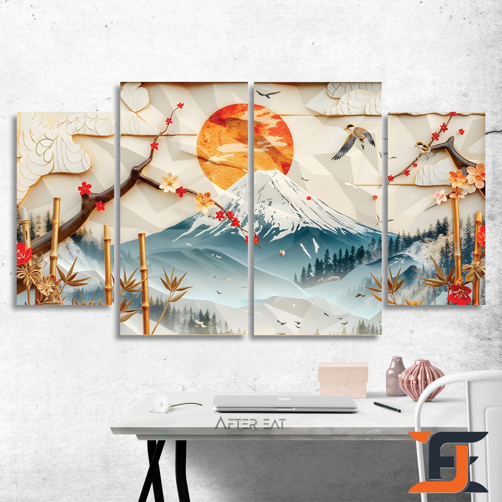 Jual HIASAN DINDING 4 IN 1 SET BUNGA 3D TEMA JEPANG MINIMALIS WALDECOR ...