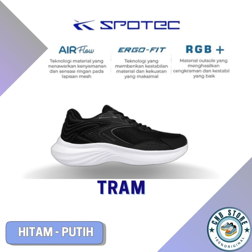 Jual SPOTEC Sepatu STUDENT Art TRAM-Hitam/Putih | Shopee Indonesia