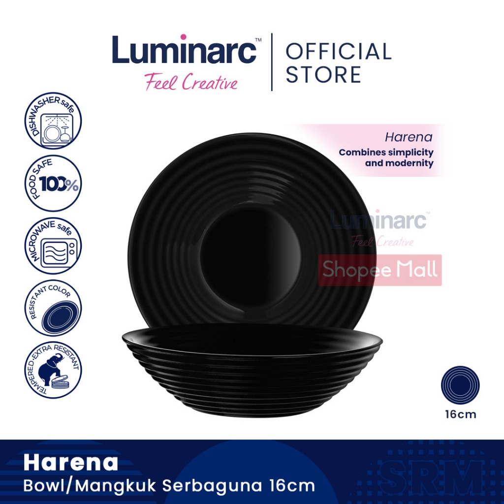 Jual LUMINARC Bowl/Mangkuk Serbaguna Harena Hitam 16cm | Shopee Indonesia