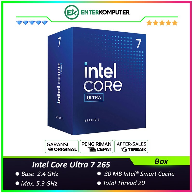 Jual Intel Core Ultra 7 265 2.4GHz Up To 5.3GHz - Cache 30MB [Box] Socket LGA 1851 - Arrow Lake ...