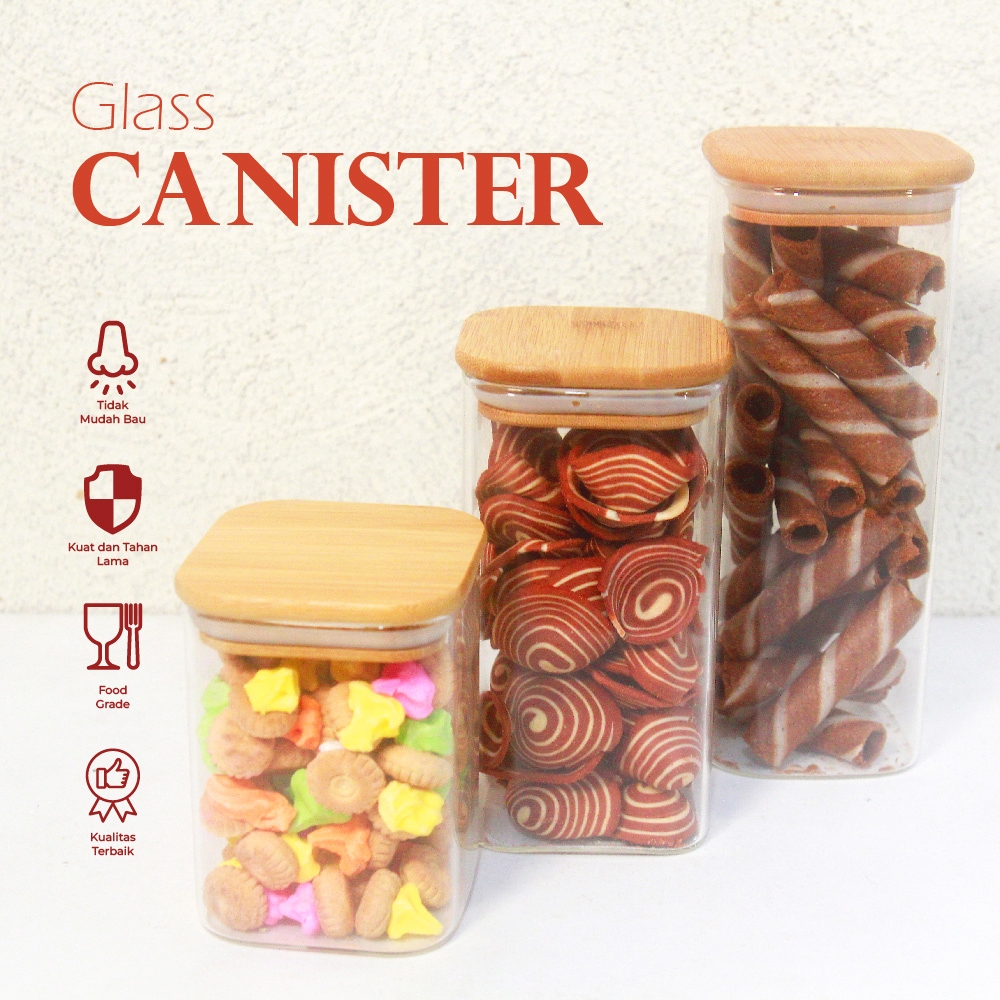 Jual Toples Kaca Kotak Storage Jar Borosilicate Kedap Udara ( diameter ...