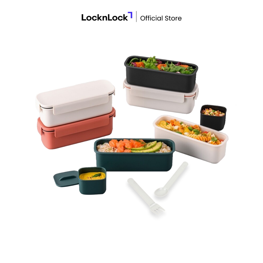 Jual LocknLock Kotak Makan Slim Lunch Box Rectangular with Divider 440ml *2P - LCB600 | Shopee ...