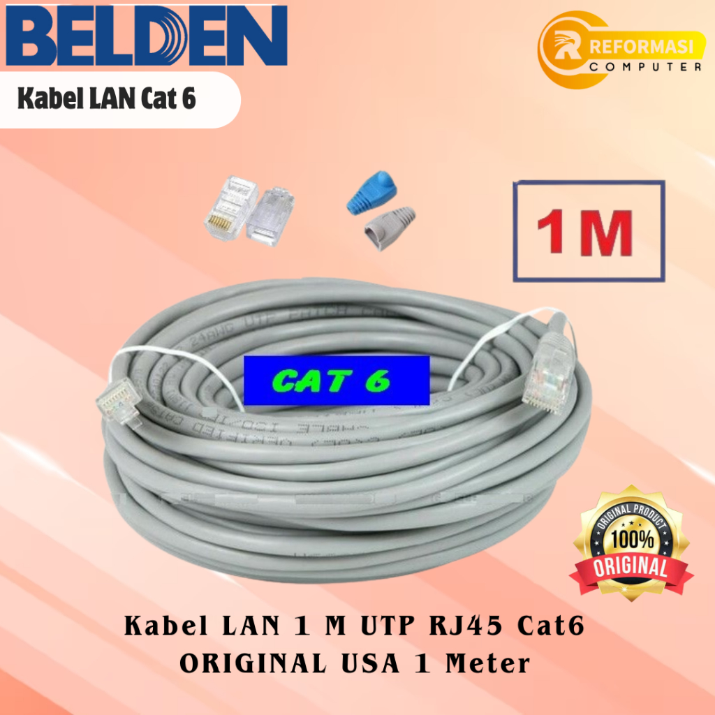 Jual BELDEN Kabel Lan Belden Cat 6 USA 1 meter Siap Pakai/1M / 1meter UT | Shopee Indonesia
