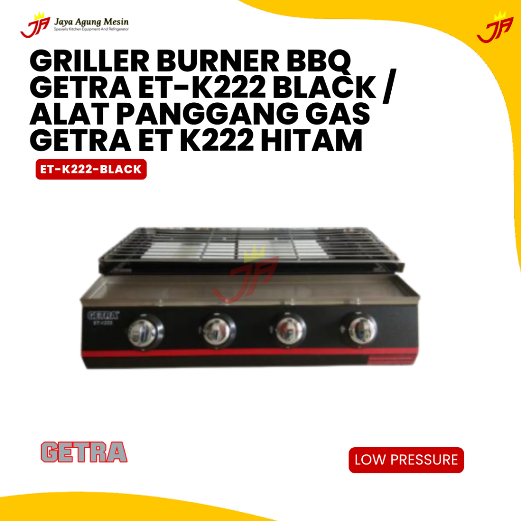 Jual GETRA Griller Burner BBQ ET-K222 Black / Alat Panggang Gas Getra ET K222 Hitam | Shopee ...
