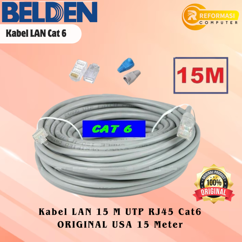Jual BELDEN Kabel LAN Belden 15 M UTP RJ45 Cat6 ORIGINAL USA 15 Meter ...