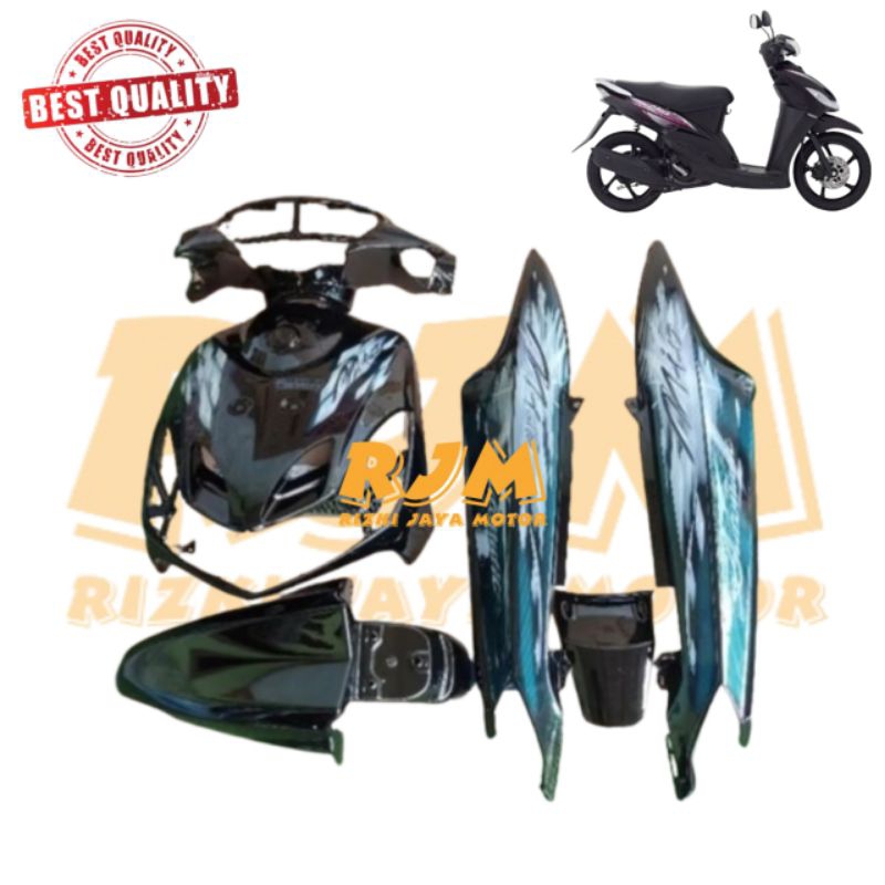 Jual FULL BODY YAMAHA MIO SMILE HITAM PLUS STRIPING | Shopee Indonesia
