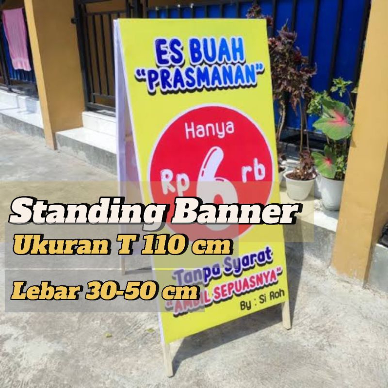 Jual Standing banner kayu 110 cm / Rangka banner / Standing kayu lipat ...