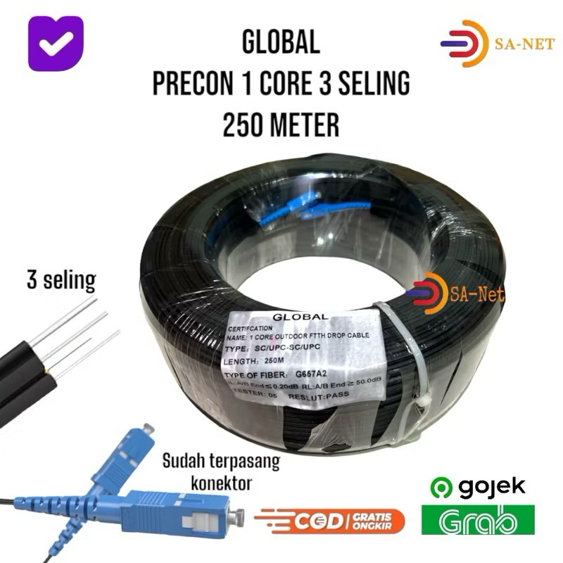 Jual GLOBAL PRECON 1 CORE 3 SELING 250M SC UPC - SC UPC | KABEL FIBER ...
