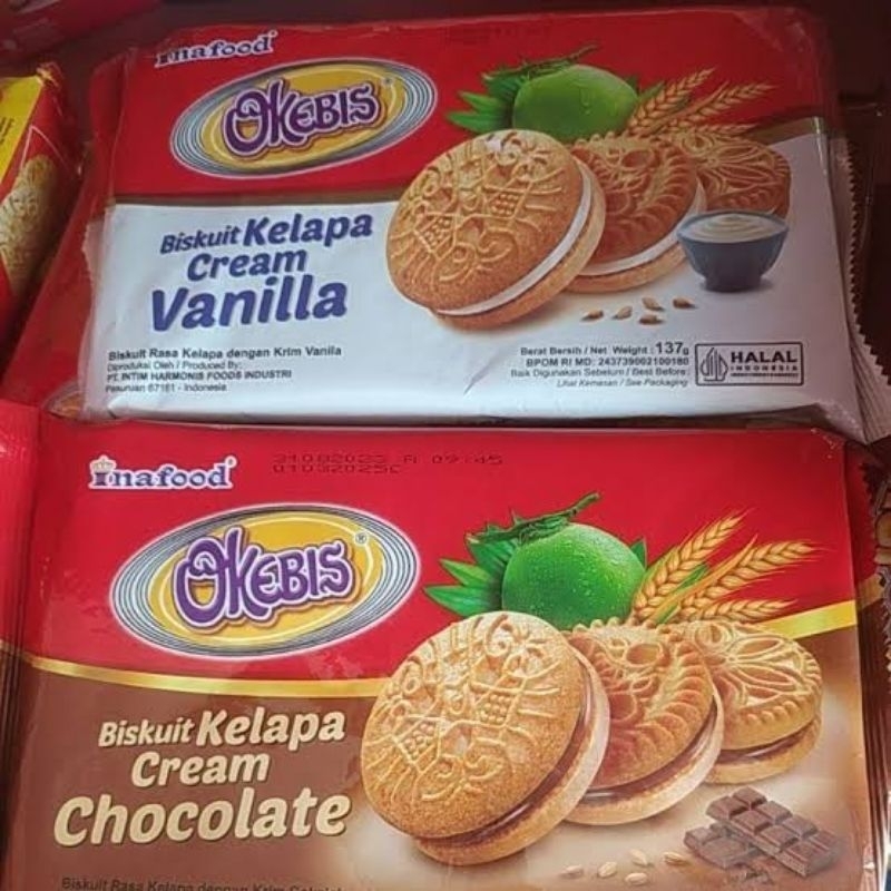 Jual BISKUIT INAFOOD OKEBIS KELAPA CREAM COKELAT | VANILLA BISCUIT ...