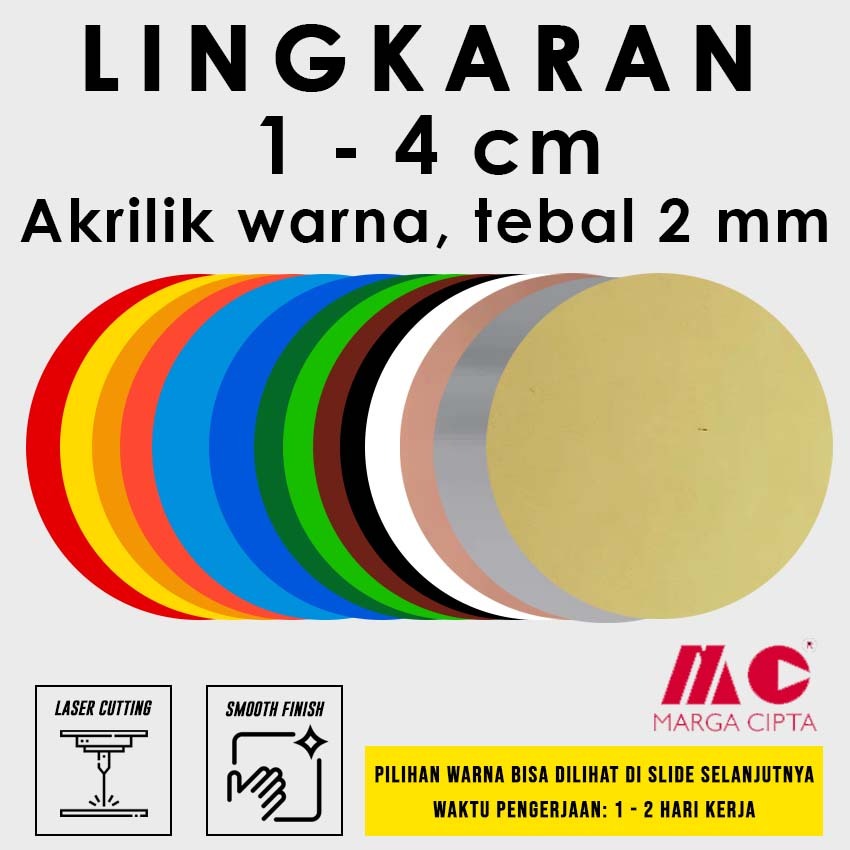 Jual Lingkaran Akrilik 1 / 2 / 3 / 4 cm - Akrilik warna Gold / Silver ...