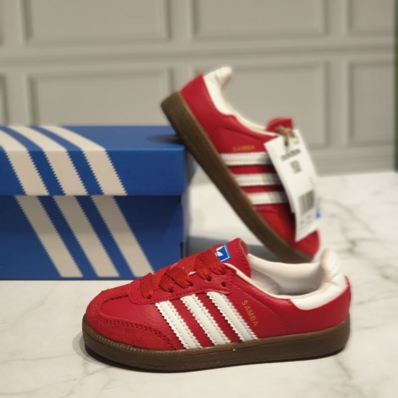 Jual SAMBA KIDS MERAH LIS PUTIH ADIDAS SAMBA | Shopee Indonesia