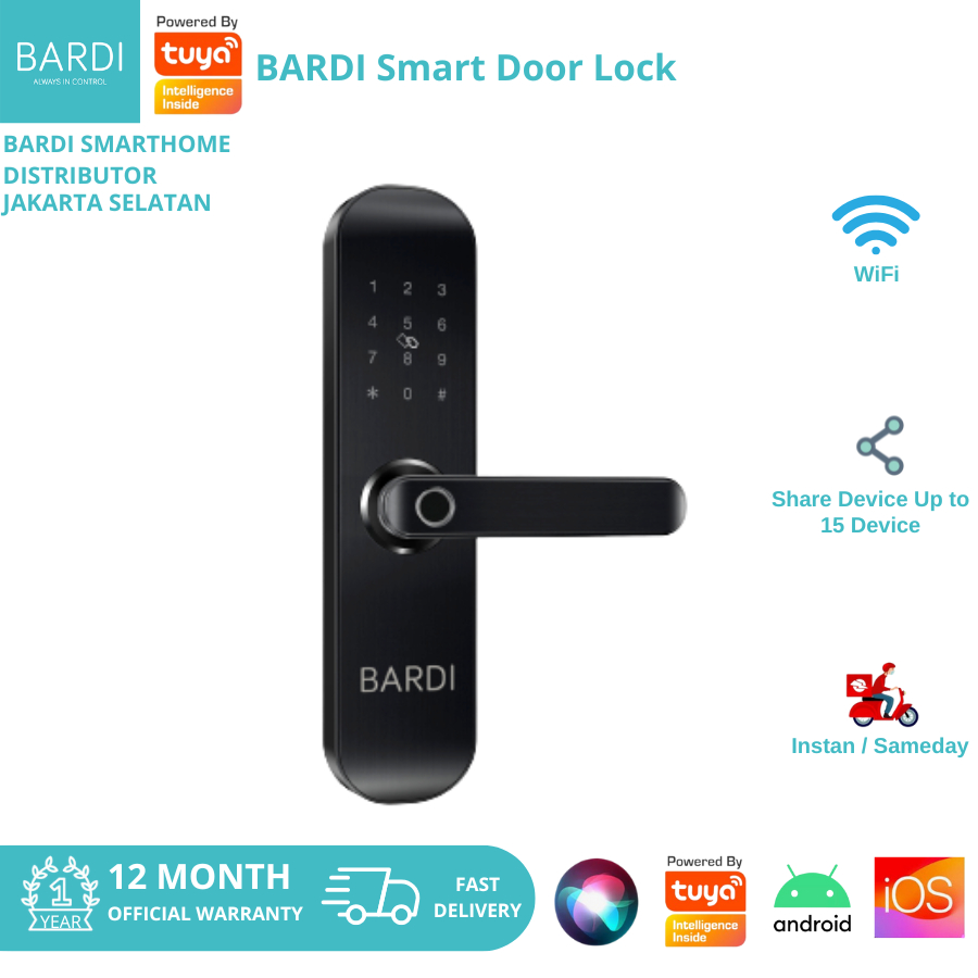 Jual Bardi Smart Door Lock Handle RFID - Fingerprint Waterproof ...