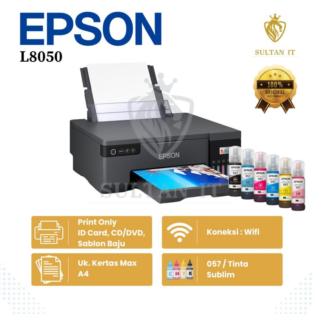 Jual Printer Epson L8050 ( Print ) Wifi (Id Card, CD/DVD) / L850 Photo (All-In-One) Ink Tank ...