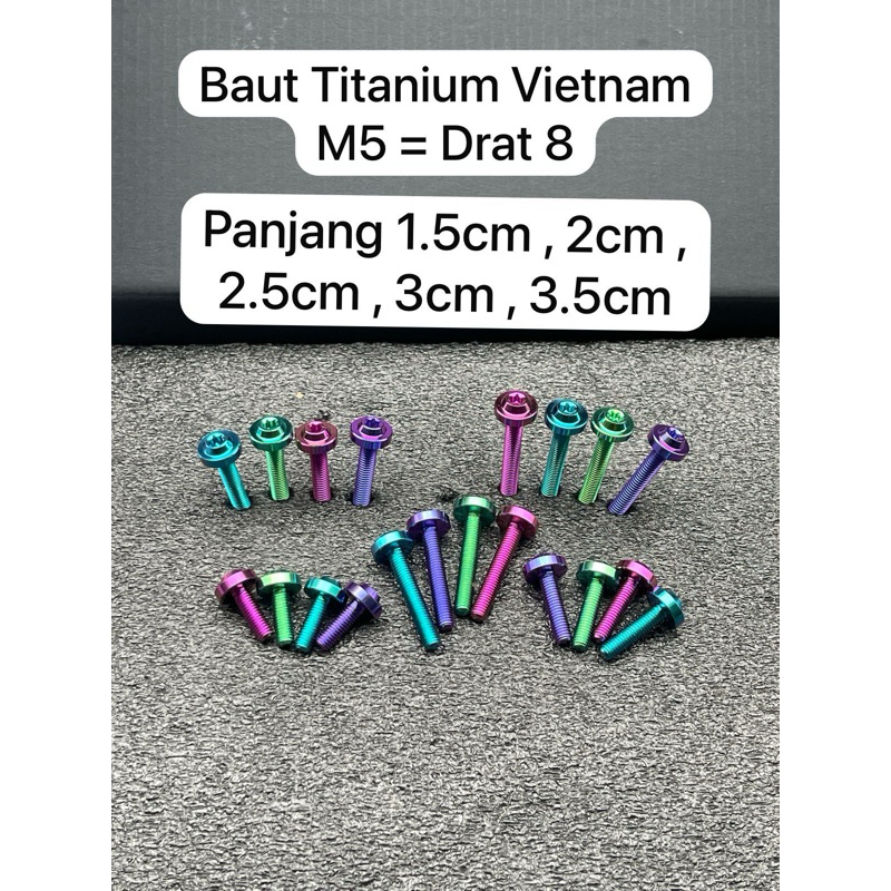 Jual BAUT TITANIUM BIG HEAD M5 DRAT 8 PROBOLT VIETNAM / BAUT TITANIUM SMALLHEAD M5 DRAT 8 ORI ...