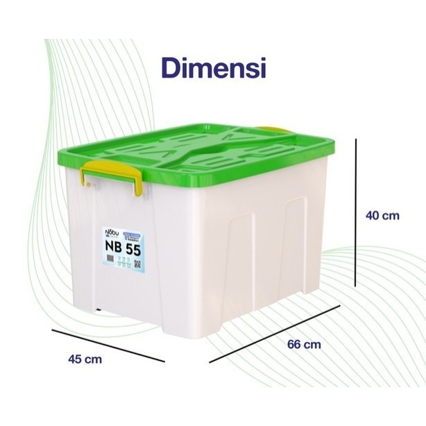 Jual CONTAINER BOX 55LITER BESAR DAN KUAT NSS55P NOBU SMART STORAGE 55 PUTIH | Shopee Indonesia