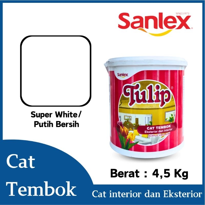Jual Cat tembok dinding interior eksterior Tulip Sanlex 4.5 Kg Super ...