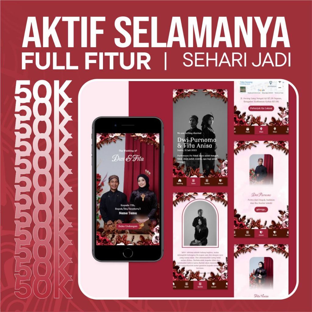 Jual Undangan Tema Merah 1 - Undangan Pernikahan Digital Website Custom ...