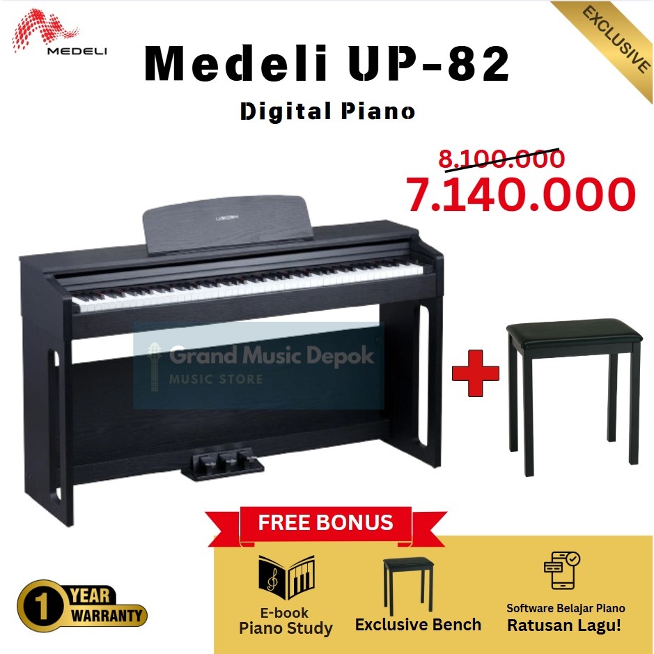 Jual [Bonus Bangku] Piano Digital Medeli UP82 Brand internasional UP-82 ...