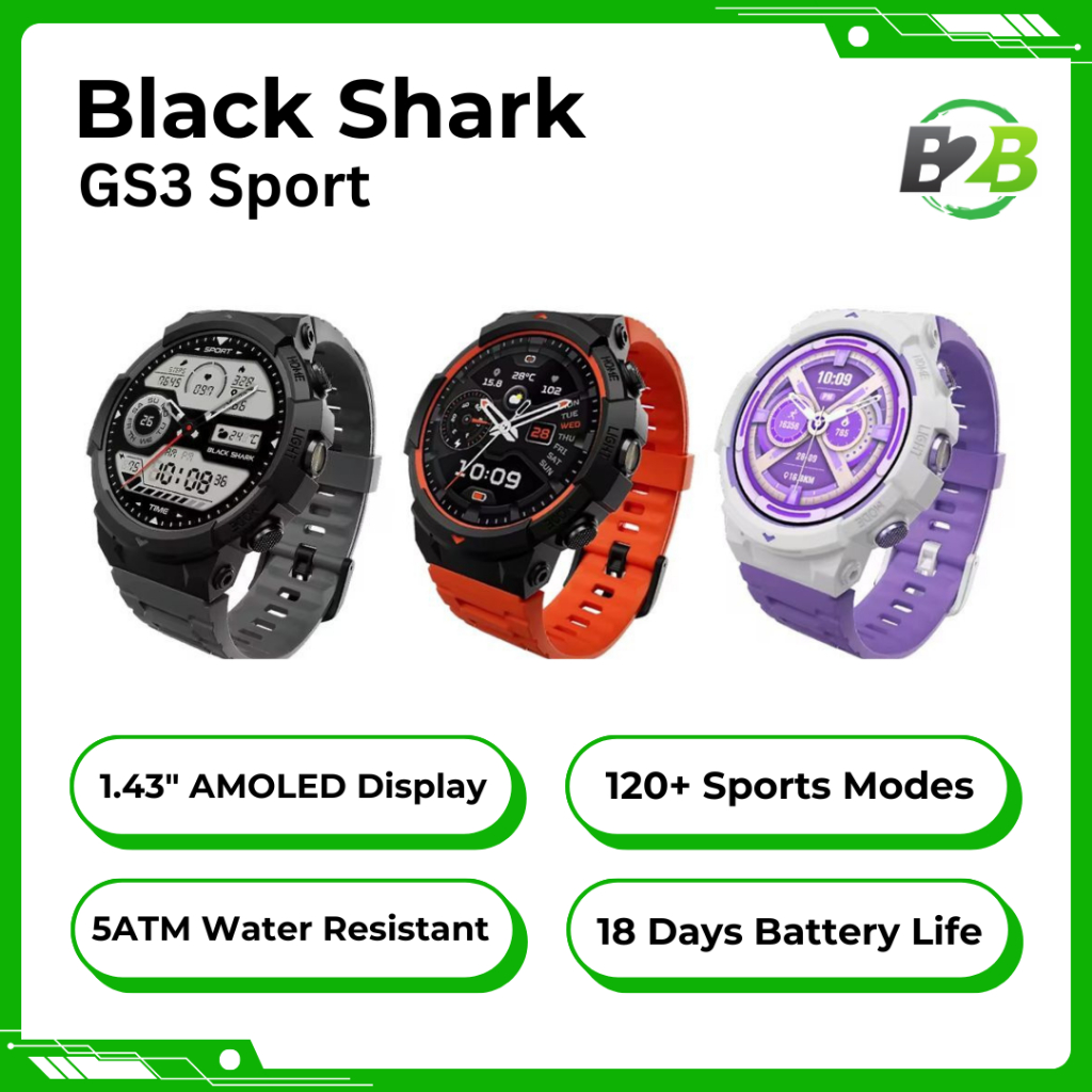 Jual Black Shark GS3 Sport Smart Watch 1.43 inch AMOLED Display 120 ...