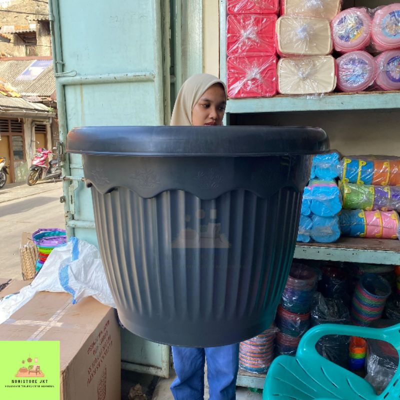 Jual Pot besar 75 hitam / tabulapot 75 hitam motif / Pot Jumbo Hitam ...