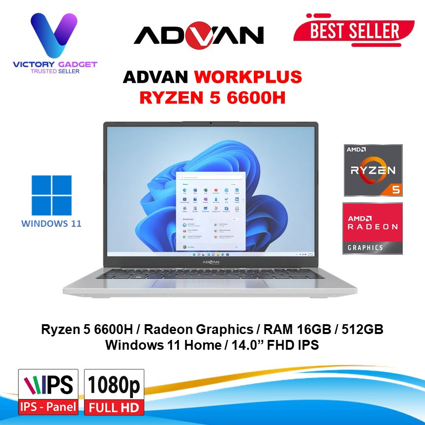 Jual ADVAN Workplus Ryzen 5 6600H Ram 16GB 512GB SSD W11 14.0FHD IPS ...