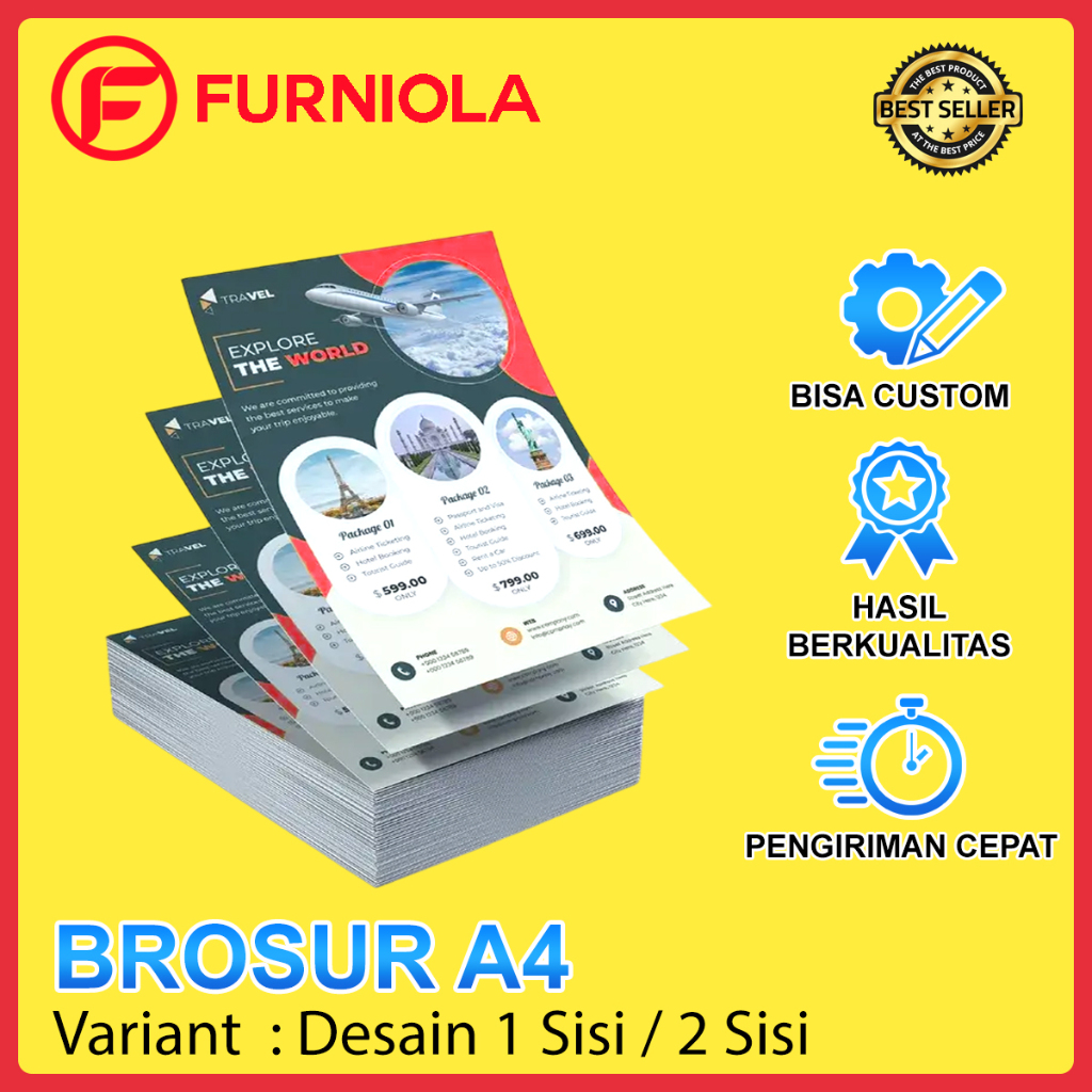 Jual Cetak Brosur Ukuran A4 Murah Kertas Art Paper 150 gsm Tebal 1 Sisi 2 Sisi / Print Brosur ...