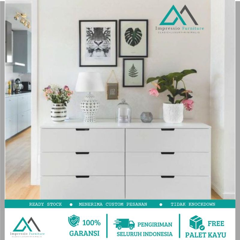 Jual chest drawer minimalis lemari laci 6 susun warna putih dan abu ...