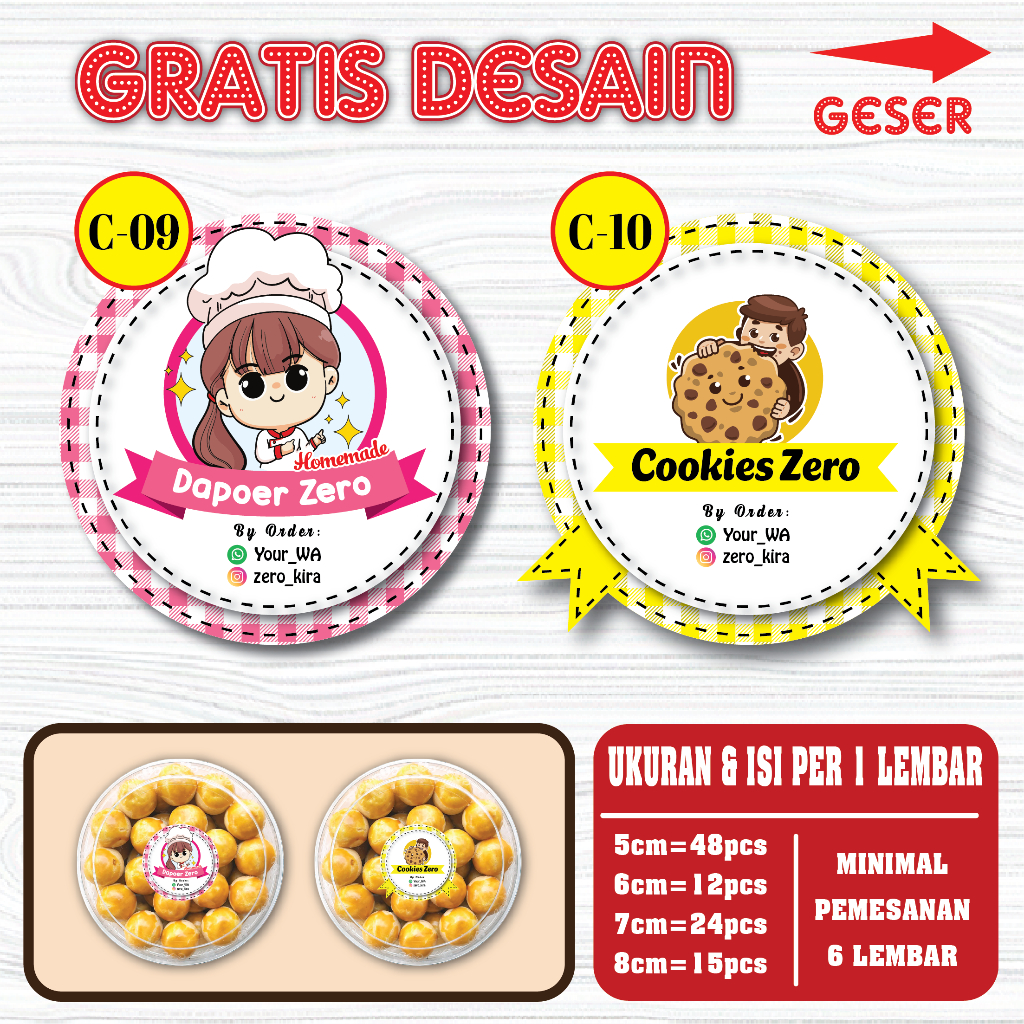 Jual Sticker Toples cookies / sticker nastar / sticker kuker / sticker ...