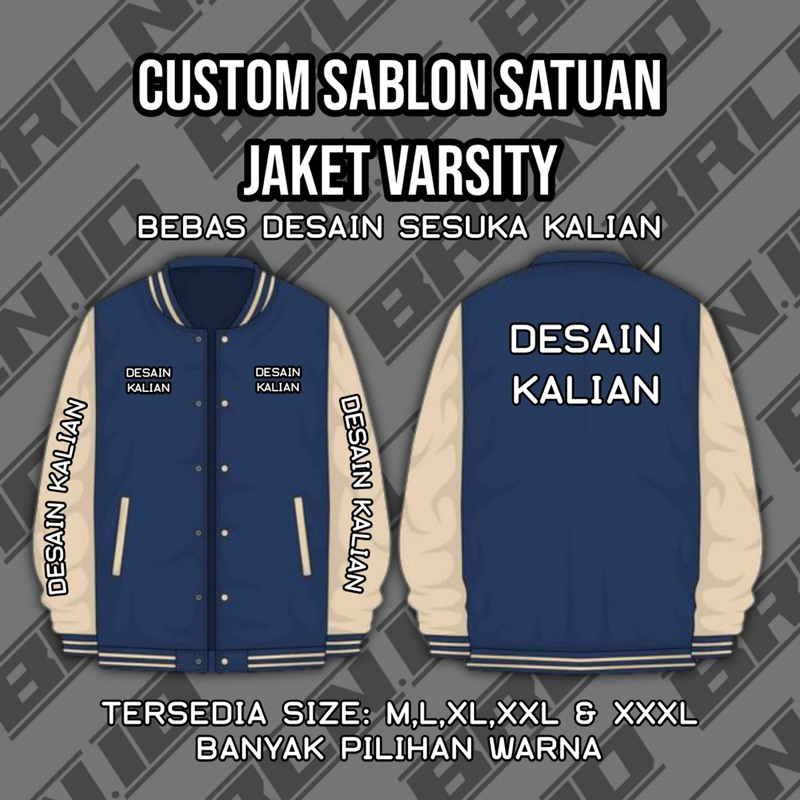 Jual CUSTOM SABLON JAKET VARSITY SATUAN DESAIN BEBAS/Custom jaket ...