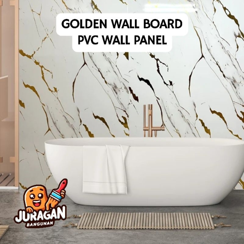 Jual Golden Wall Board PVC Marble Wall Panel | Backdrop Marmer | Wall ...