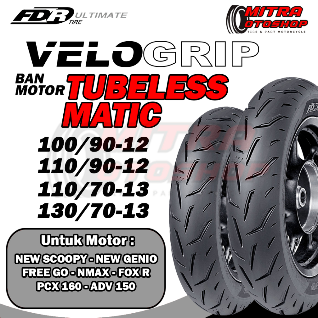 Jual FDR TL VELOGRIP RING 12 & RING 13 Ban Motor Tubeless | Shopee ...