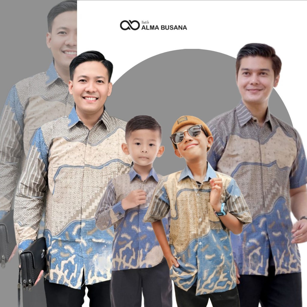 Jual Kemeja Batik Anak Laki Laki Lengan Panjang Warna Biru Denim Batik ...
