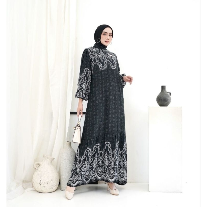 Jual Dress Zaskia Muslim Raya Dress Muslim Motif Terbaru Dress Hari ...