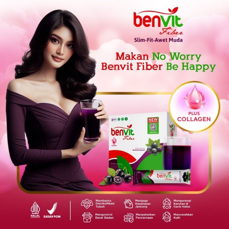Jual Benvit Fiber Plus Collagen - Rasa Blackcurrant - Paket Hemat 2 Box ...