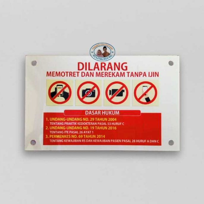 Jual Papan Akrilik Tanda Dilarang Memotret dan Merekam | Tanda Larangan ...
