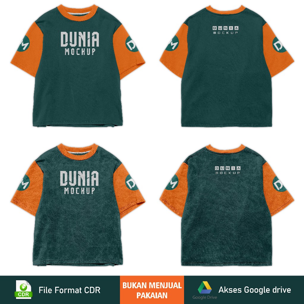 Jual Mockup T-Shirt Oversize Flat Washed & Normal Textur - CDR | Shopee ...