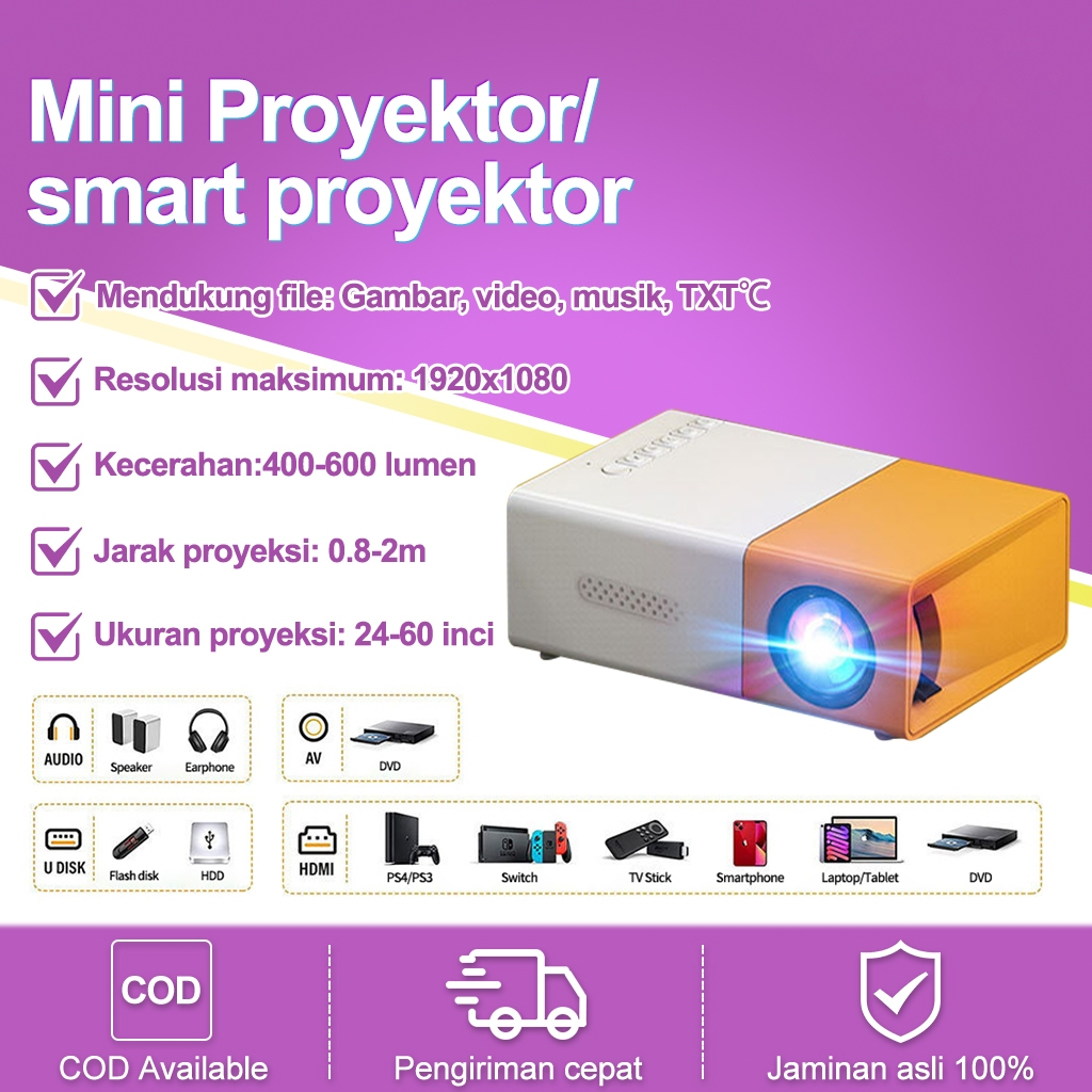 Jual Mini Proyektor /smart proyektor /YG-300 LCD Portable Projector ...
