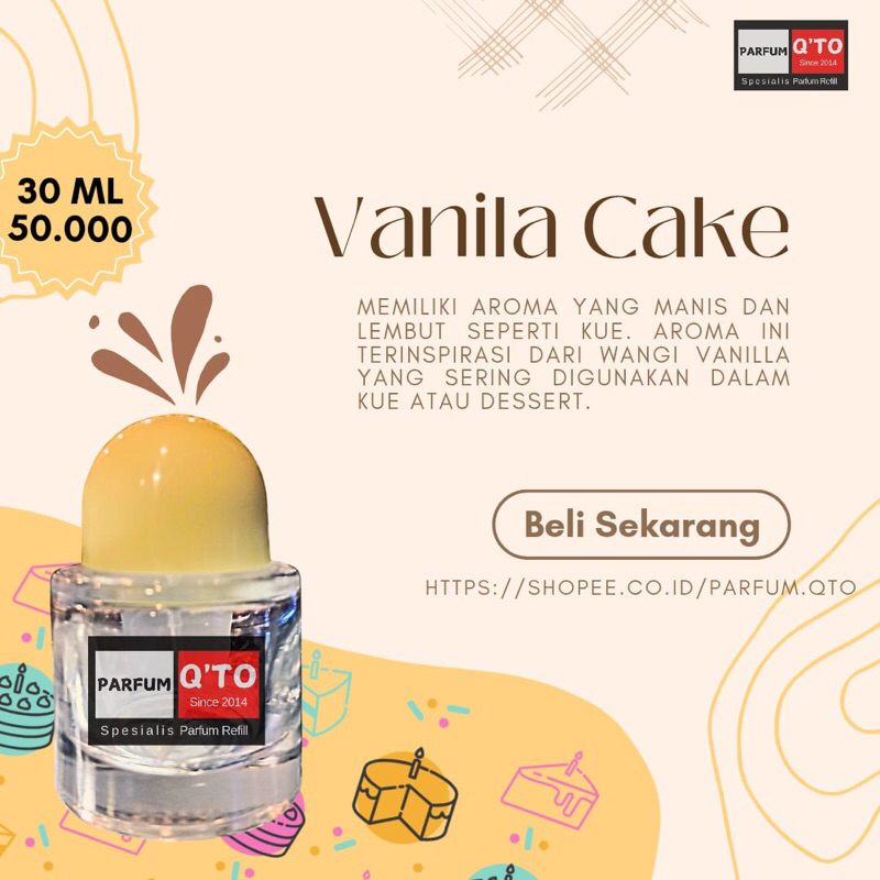 Jual Parfum Q’to - PARFUM VANILLA CAKE Parfum Pria Wanita Unisex Wangi ...