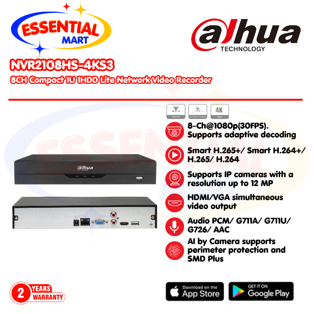 Jual NVR 8 Channel Dahua DH-NVR2108HS-4KS3 NON-POE 1 HDD WizSense Network Video Recorder ...