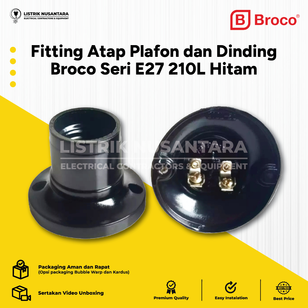 Jual Fitting Lampu Plafon Hitam Broco E27 210L | Fiting Glossy Mutiara ...