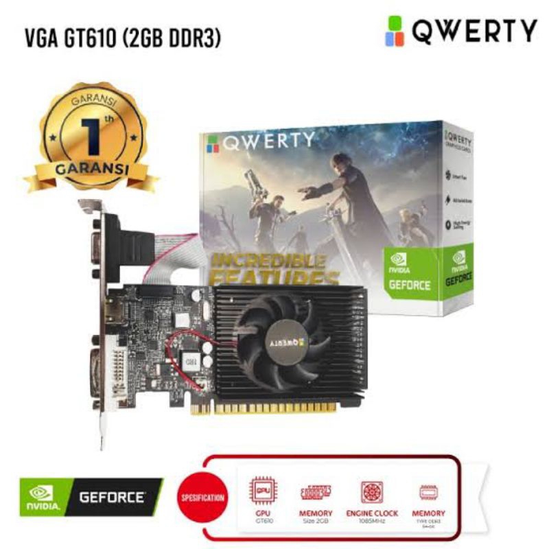 Jual VGA Nvidia Geforce GT610 GT 610 2GB GDDR3 64bit Qwerty | Shopee Indonesia