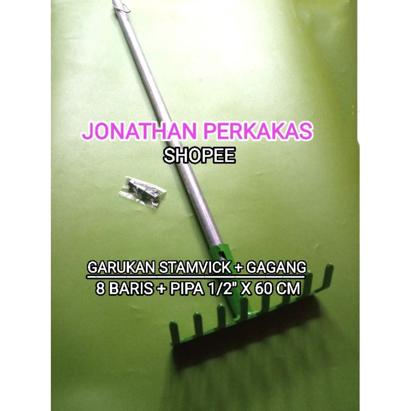 Jual garukan besi stamvick 8 baris+ gagang pipa besi 1/2" x 60 cm ...