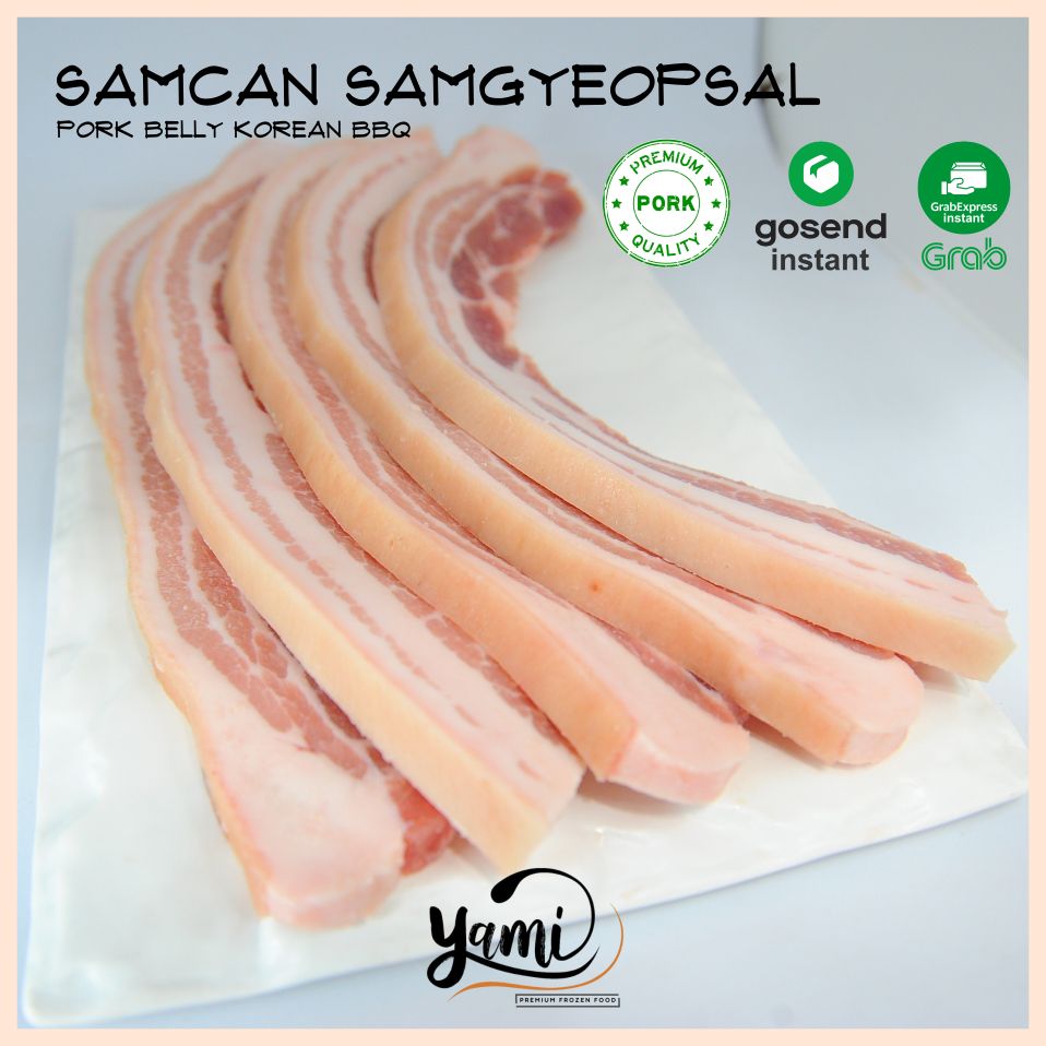 Jual [YAMI] Samcan Samgyeopsal Tanpa Kulit Sliced 1cm Skinless Pork Belly Korean BBQ 500g ...