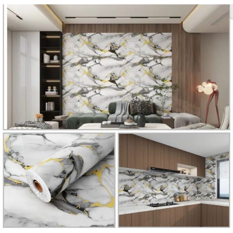 Jual Wallpaper Foam Vinyl Marble 3 Meter X 60 Cm Bebahan PVC Alumunium
