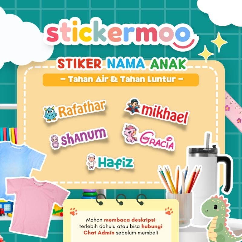Jual STIKER LABEL NAMA ANAK CUSTOM - PRINTIFYMOO | Shopee Indonesia