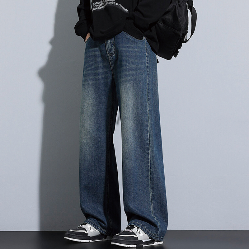 Jual KeyBoy celana jeans pria panjang baggy biru kulot celana dewasa cowok straight denim pants ...