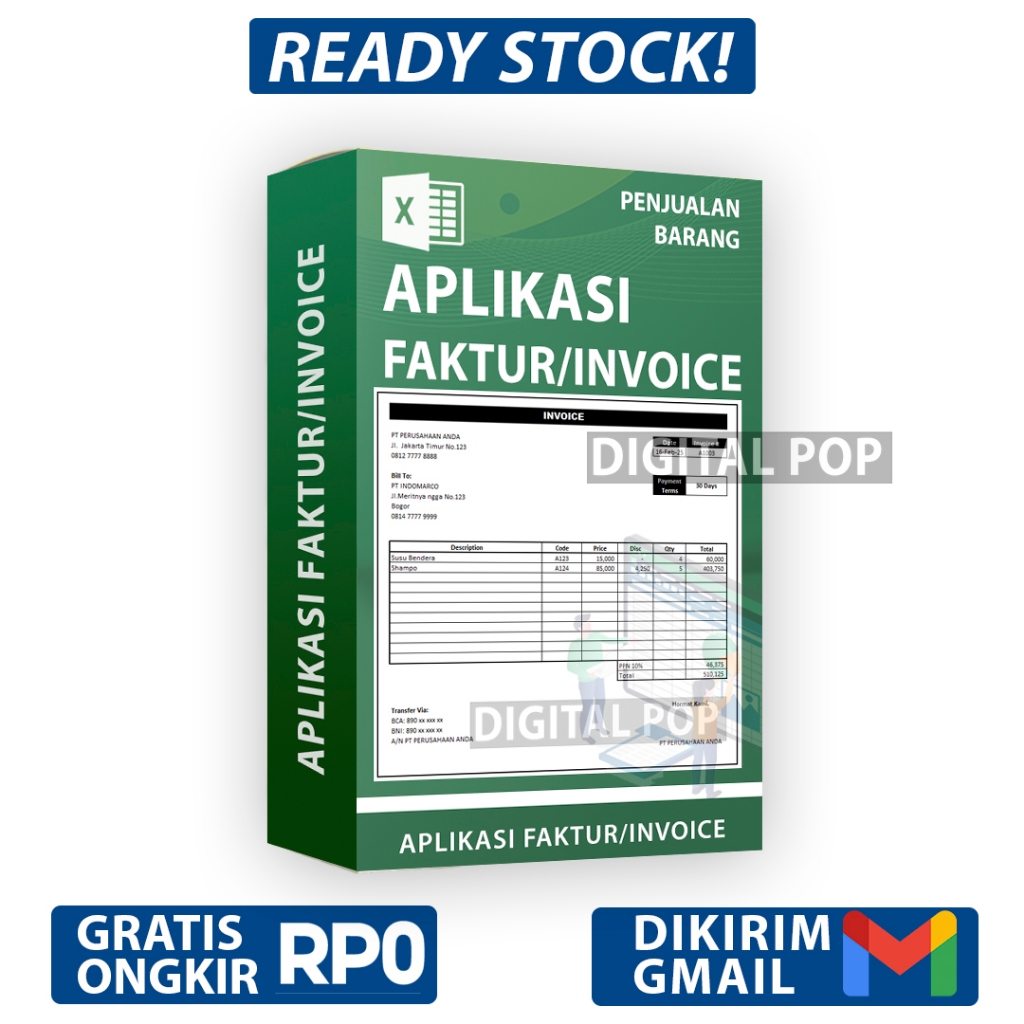 Jual Aplikasi Invoice Faktur Otomatis Excel - Penjualan Barang | Shopee ...