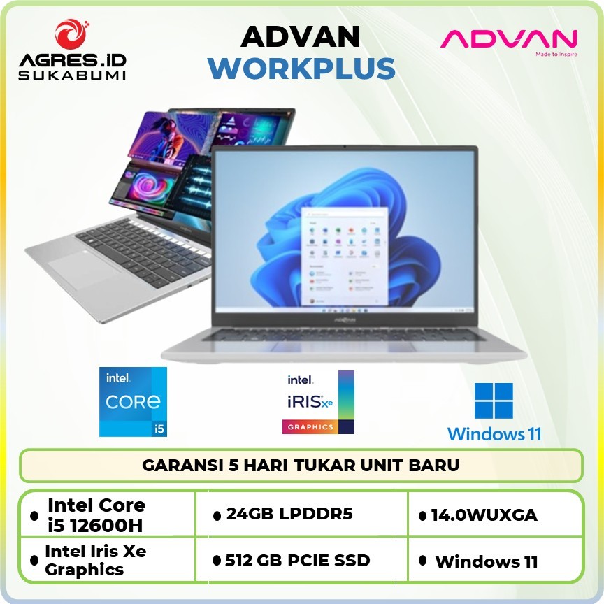 Jual ADVAN Laptop Workplus Intel i5 12600H / Ram 24GB 512GB SSD 14 ...