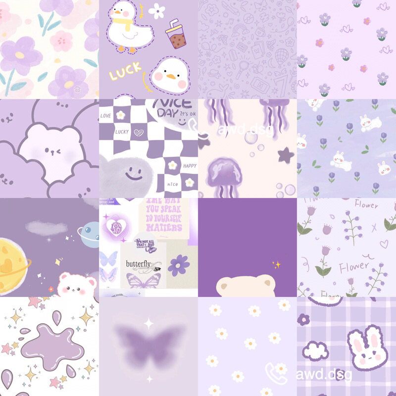 Jual poster aesthetic tema UNGU ukuran A5 isi 16pcs | Shopee Indonesia